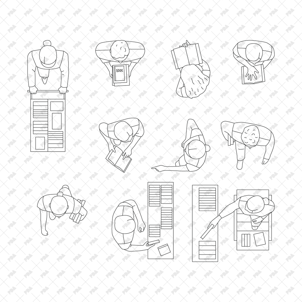 CAD, Vector Library Staff in Top View