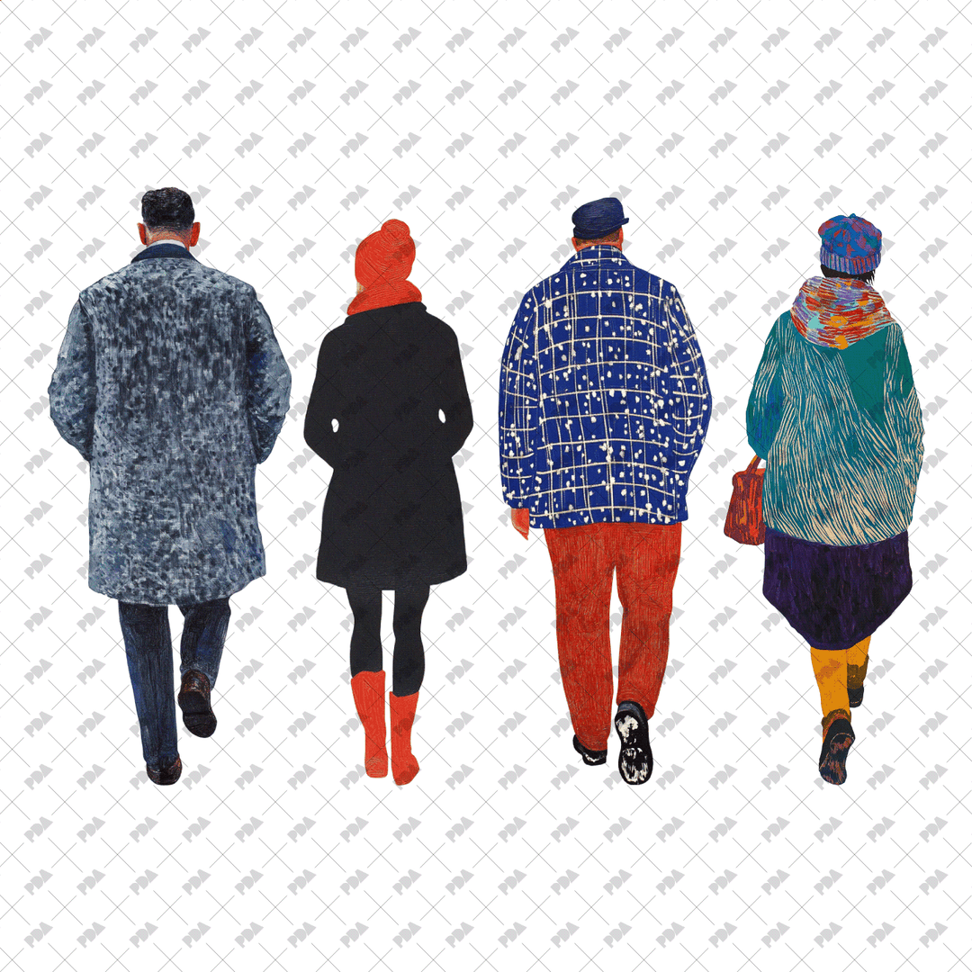 PNG Cutout Winter Characters in Back View