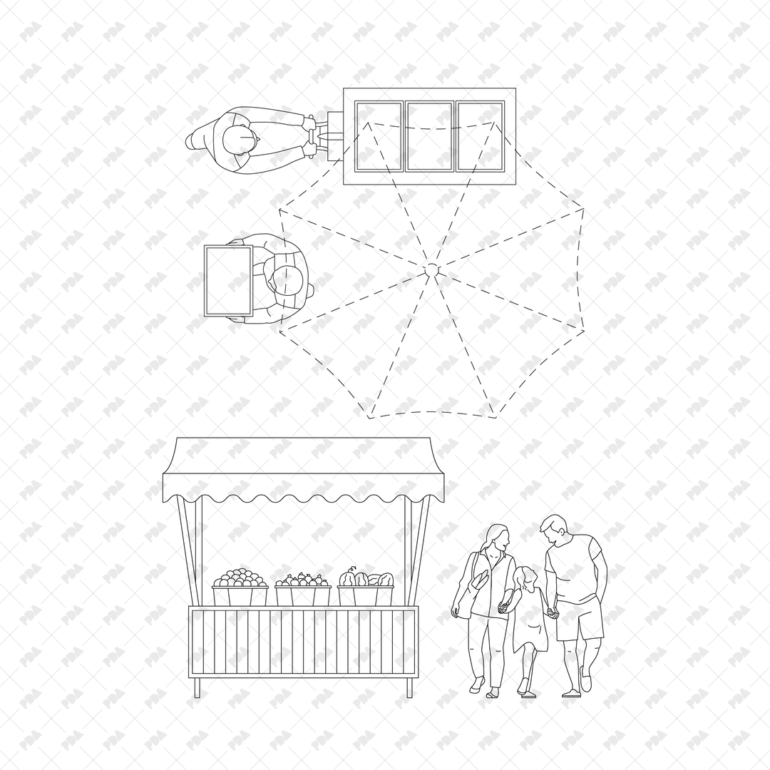 CAD, Vector All You Need for Coffee Shop Design (Side View)