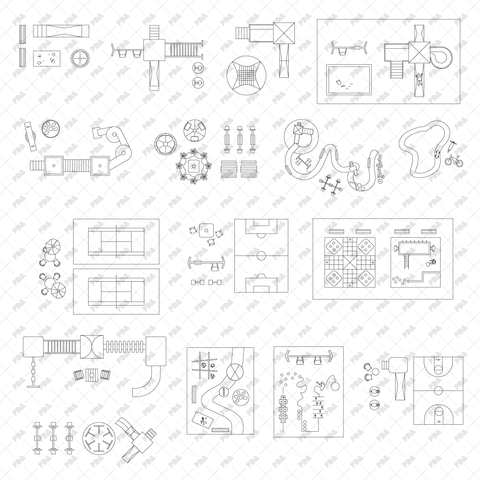 CAD, Vector, PNG Kids Playground Layouts in Top View