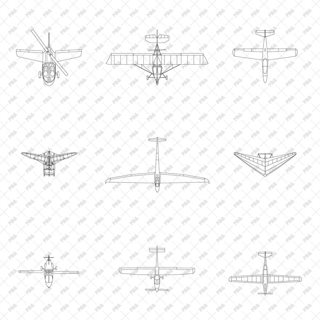 CAD, Vector, and PNG Personal Aviation Devices, Top View