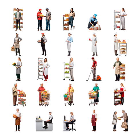 PNG People in Supermarket and Grocery Store