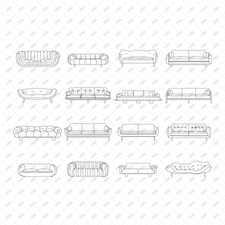 CAD, Vector Sofas in Front View | Post Digital Architecture