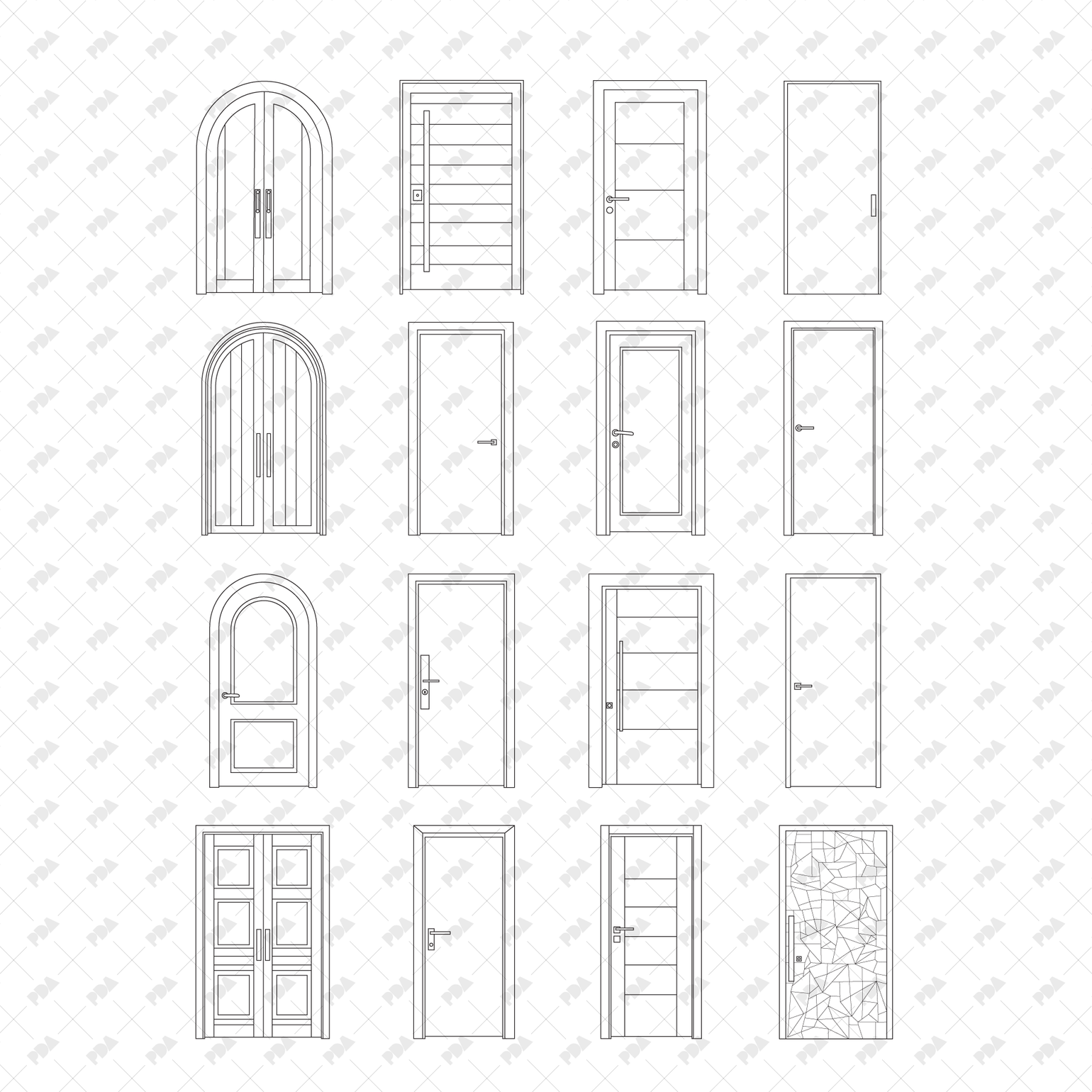 CAD Vector Doors Set for Architectural Drawings