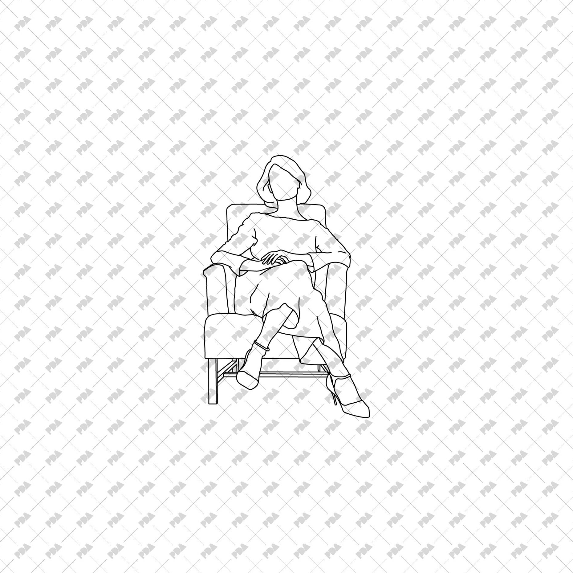 Women Sitting in Chairs Vector Set