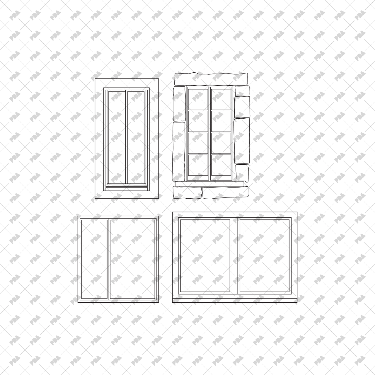 CAD Vector Windows Set for Architectural Drawings