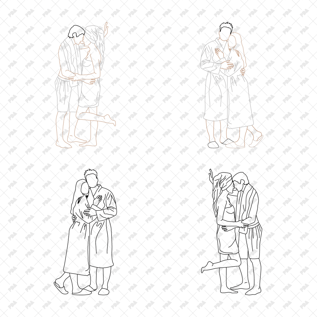 Line-Art SPA Characters in CAD, Vector & PNG