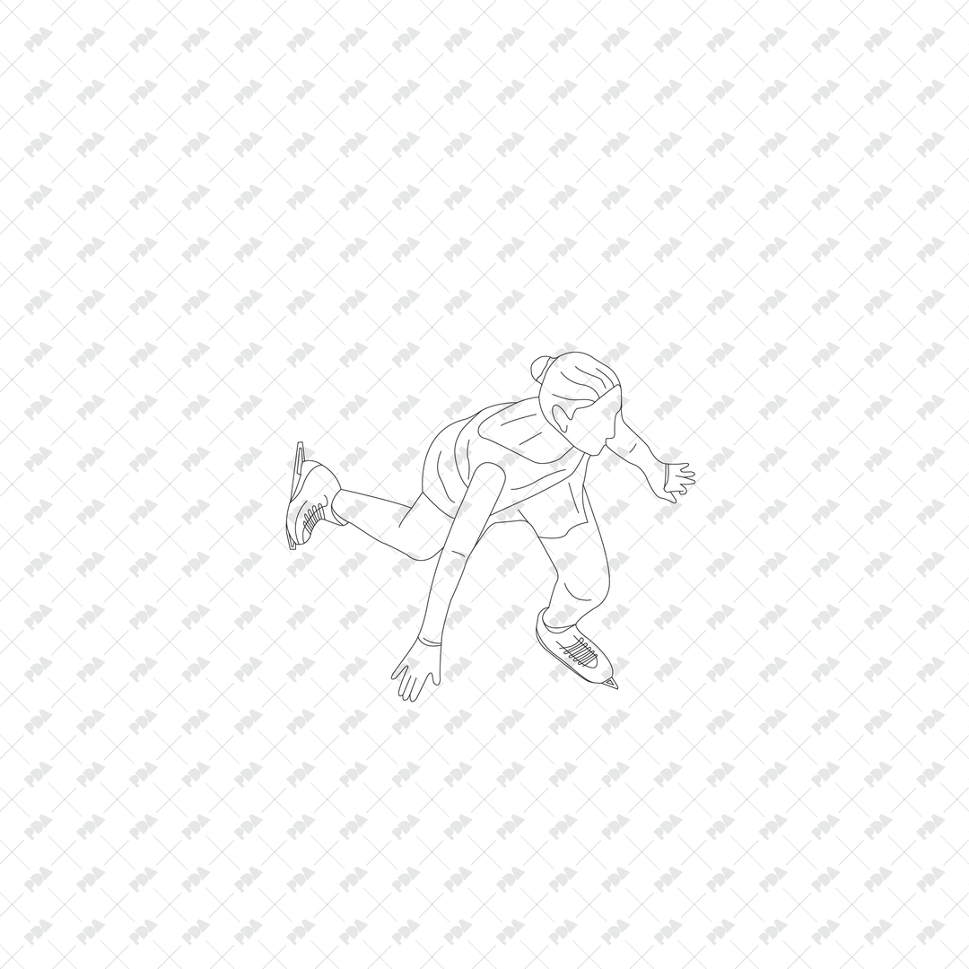 CAD, Vector, PNG Ice Skating Characters in Top View
