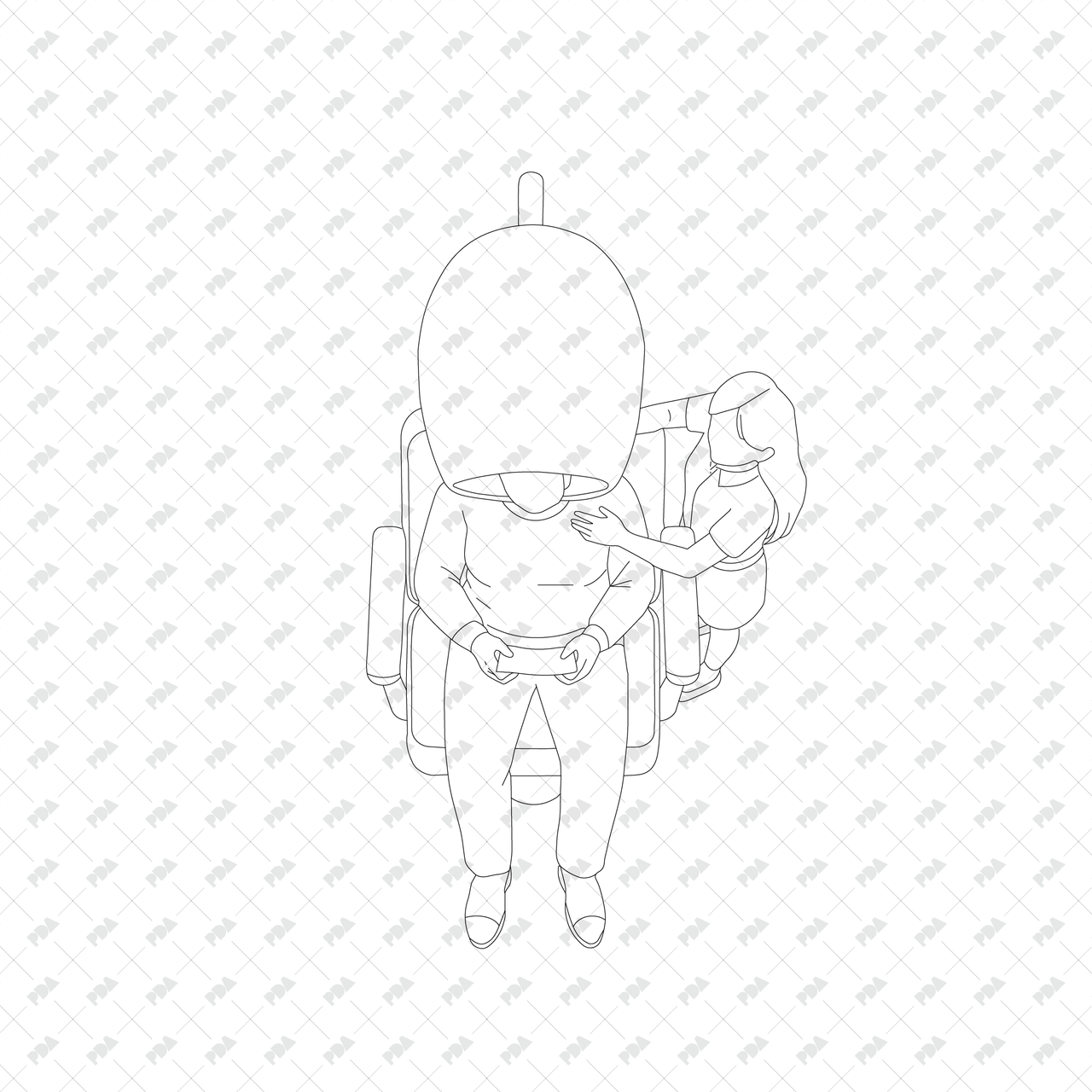 CAD, Vector, PNG Characters at Beauty Salon in Top View