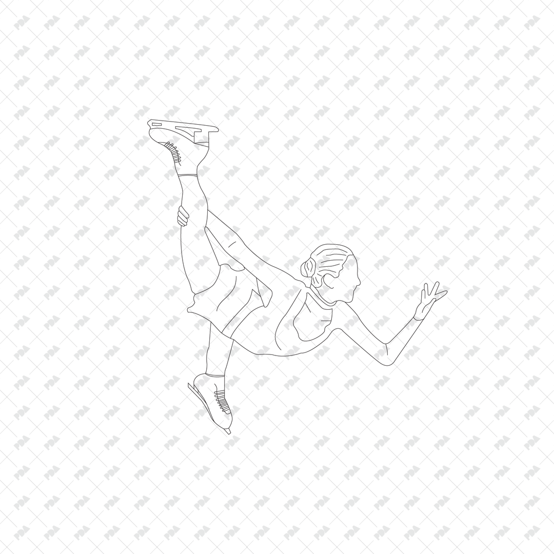 CAD, Vector, PNG Ice Skating Characters in Top View