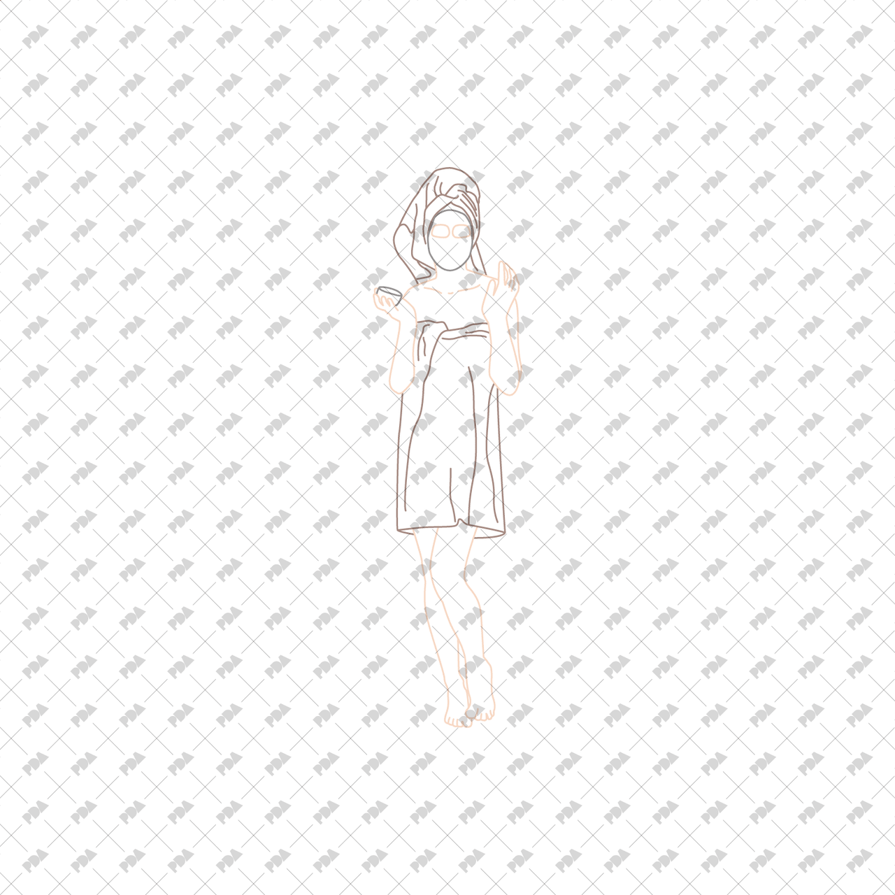 Line-Art SPA Characters in CAD, Vector & PNG