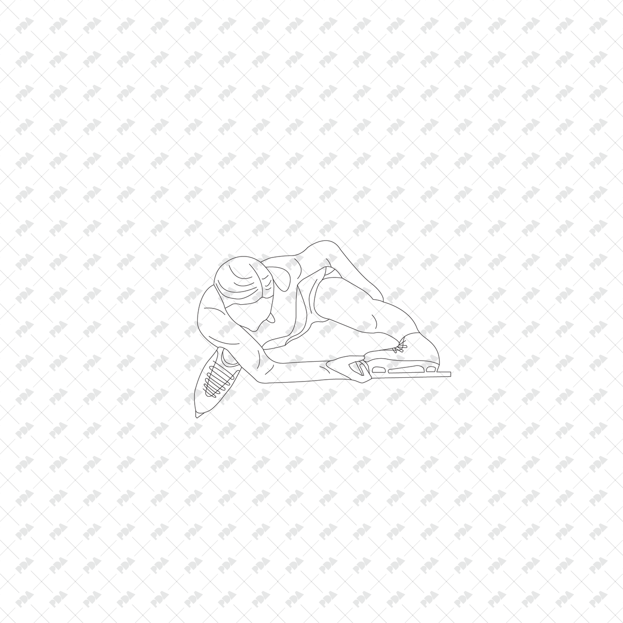 CAD, Vector, PNG Ice Skating Characters in Top View