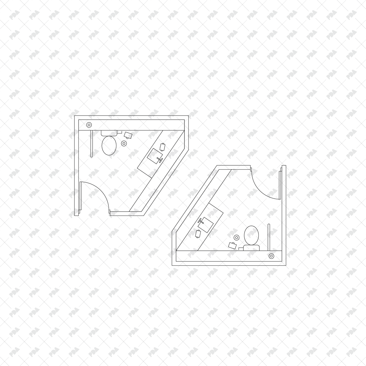 CAD, Vector, PNG Public Toilet Layouts in Top View