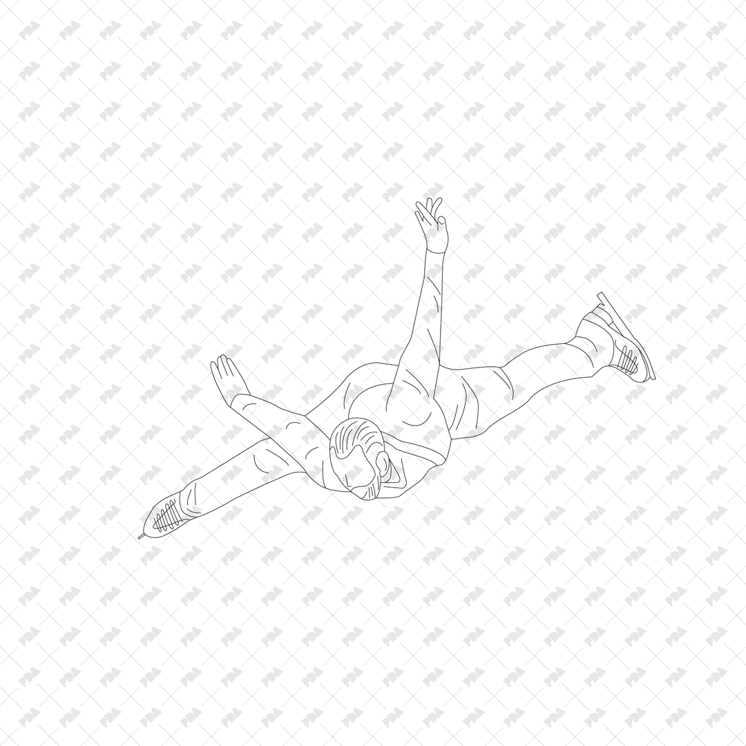 CAD, Vector, PNG Ice Skating Characters in Top View