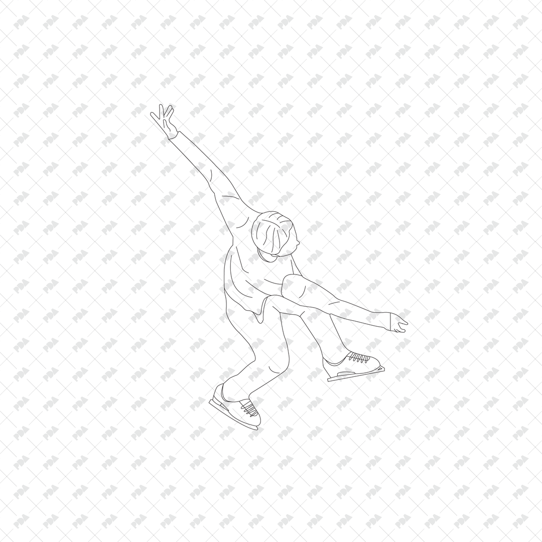 CAD, Vector, PNG Ice Skating Characters in Top View