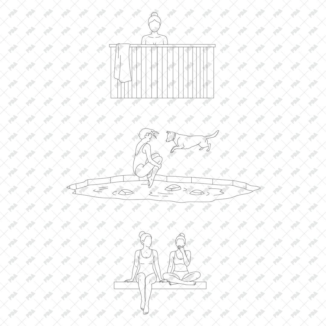 CAD, Vector, PNG Sauna, Wellness and Cold Weather Activities in Front