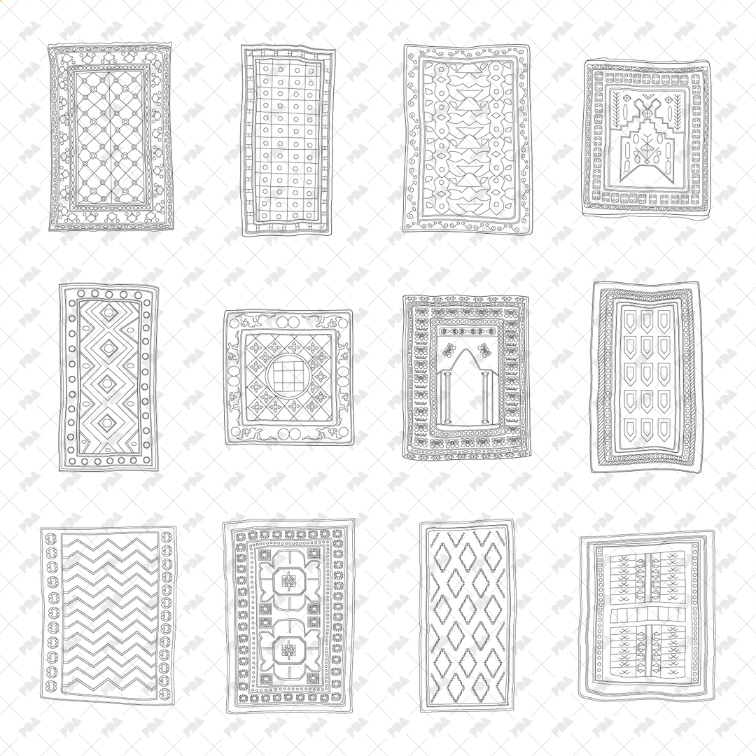 CAD, Vector, PNG Carpets and Rugs in Color and B/W