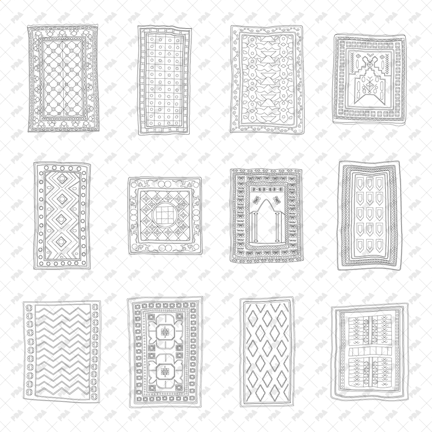 Alfombras y tapetes CAD, vectoriales y PNG en color y blanco y negro ...
