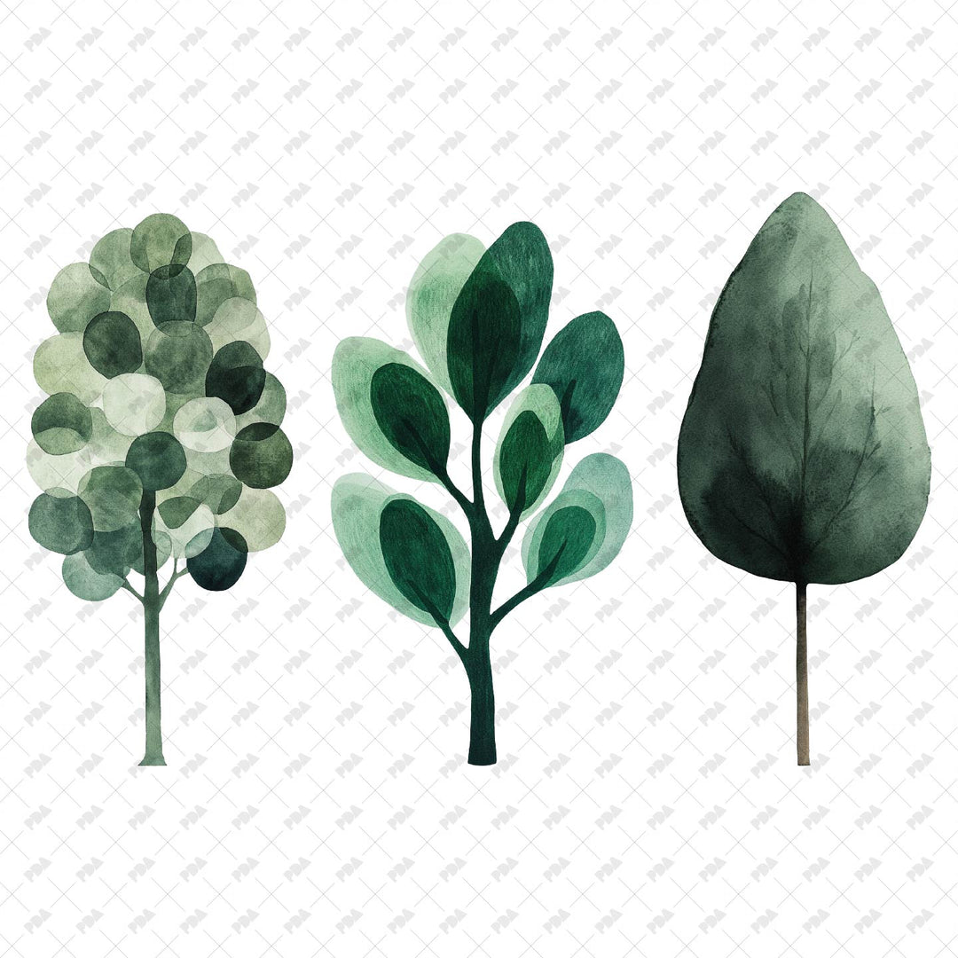 PNG Watercolor Naïve Trees for Architectural Drawings