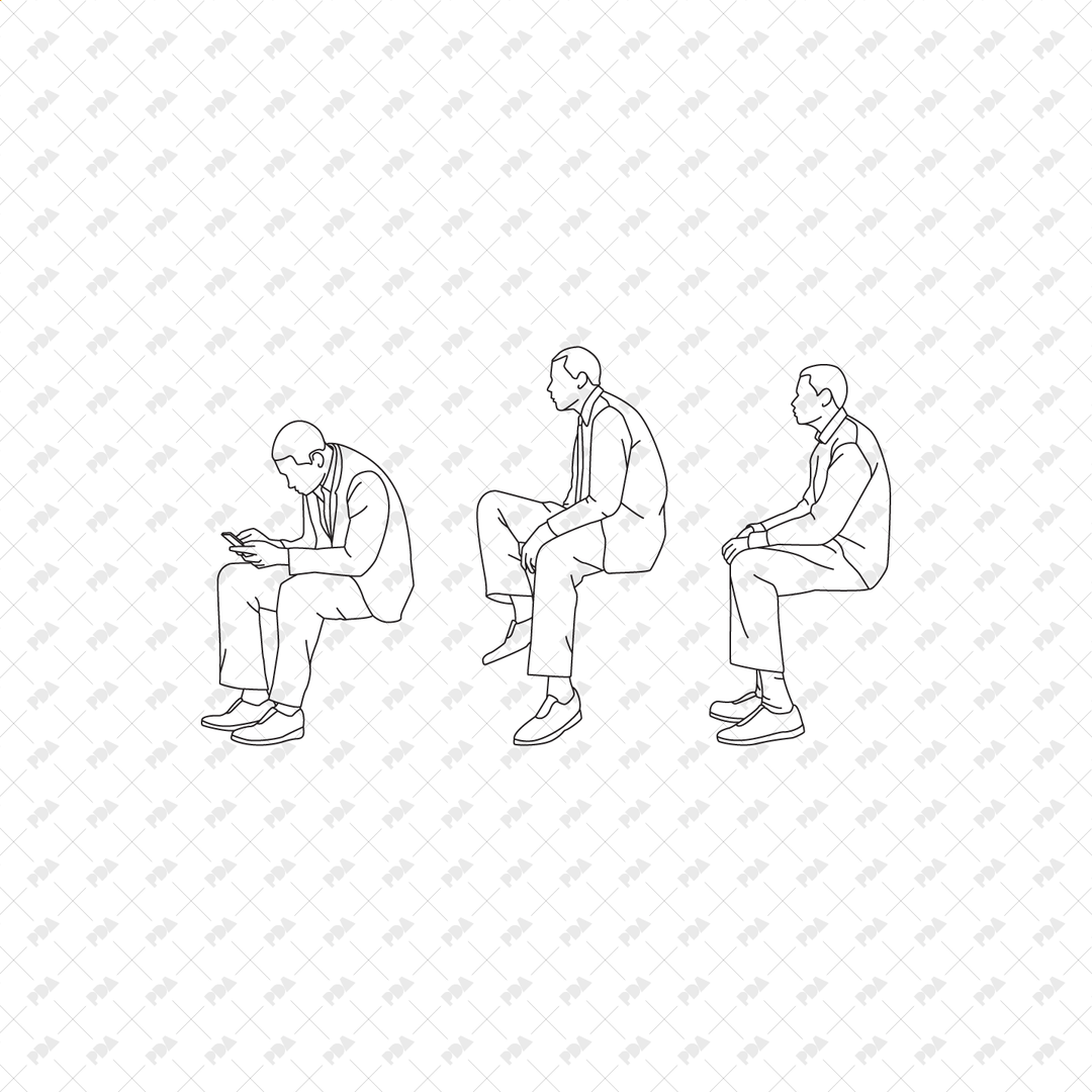 CAD, Vector Sitting Characters in Side View | Post Digital Architecture