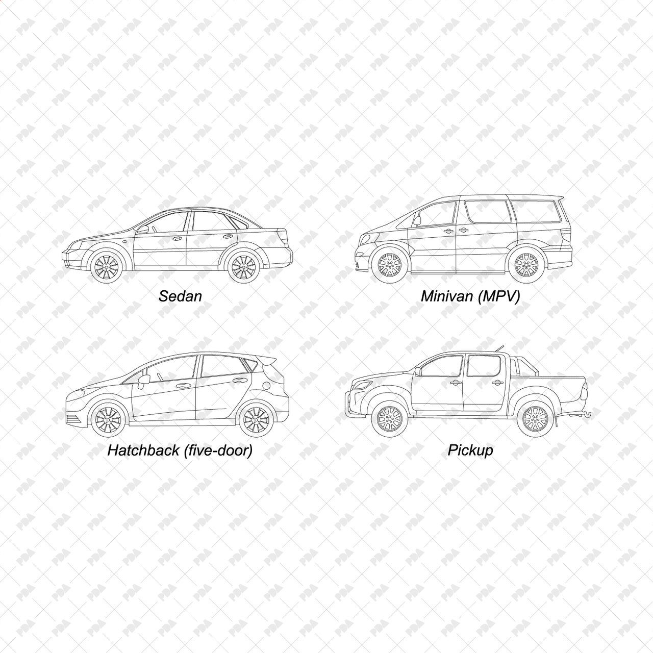 CAD, Vector Vehicles in Side View