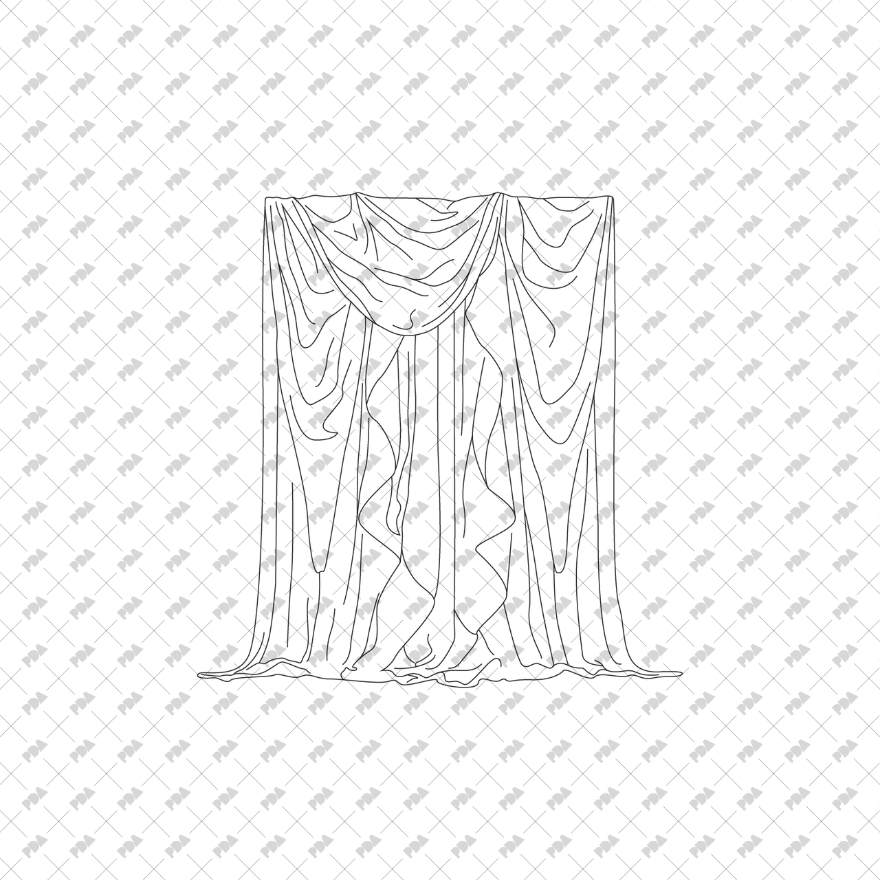 CAD & Vector Curtains: Front-View Line-Art Illustrations