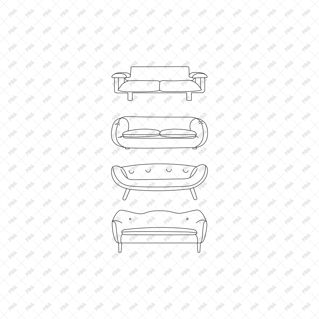 CAD, Vector Sofas in Front View | Post Digital Architecture