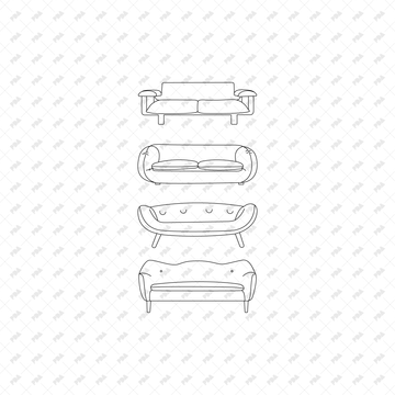 CAD, Vector Sofas in Front View