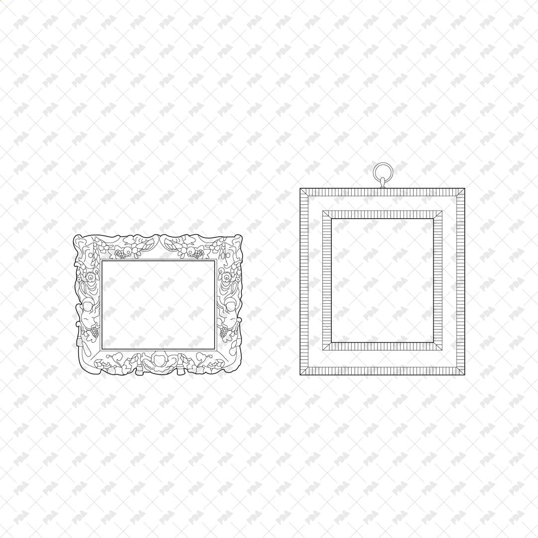 CAD & Vector Mirror Illustrations: Line-Art Collection