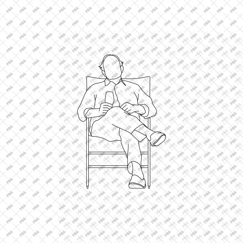 CAD Vector Men Sitting in Chairs for Architectural Drawings