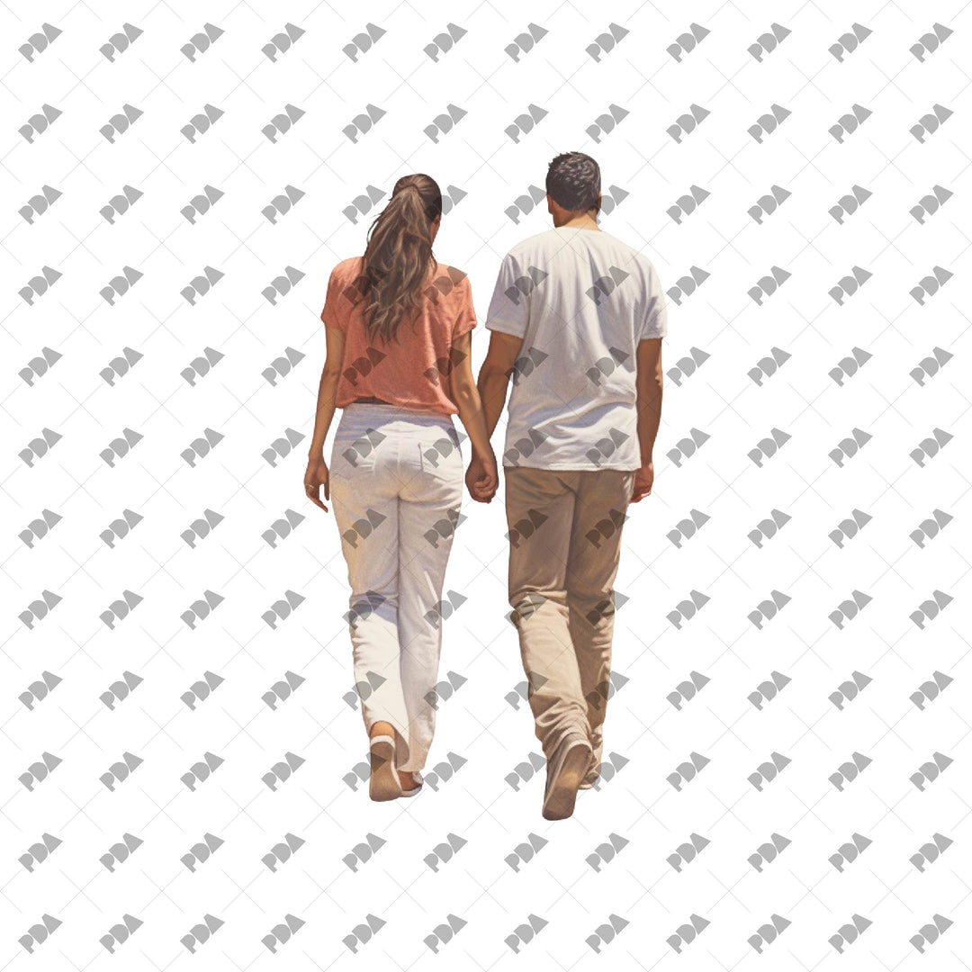 Cutout Characters in Back View for Architectural Collages