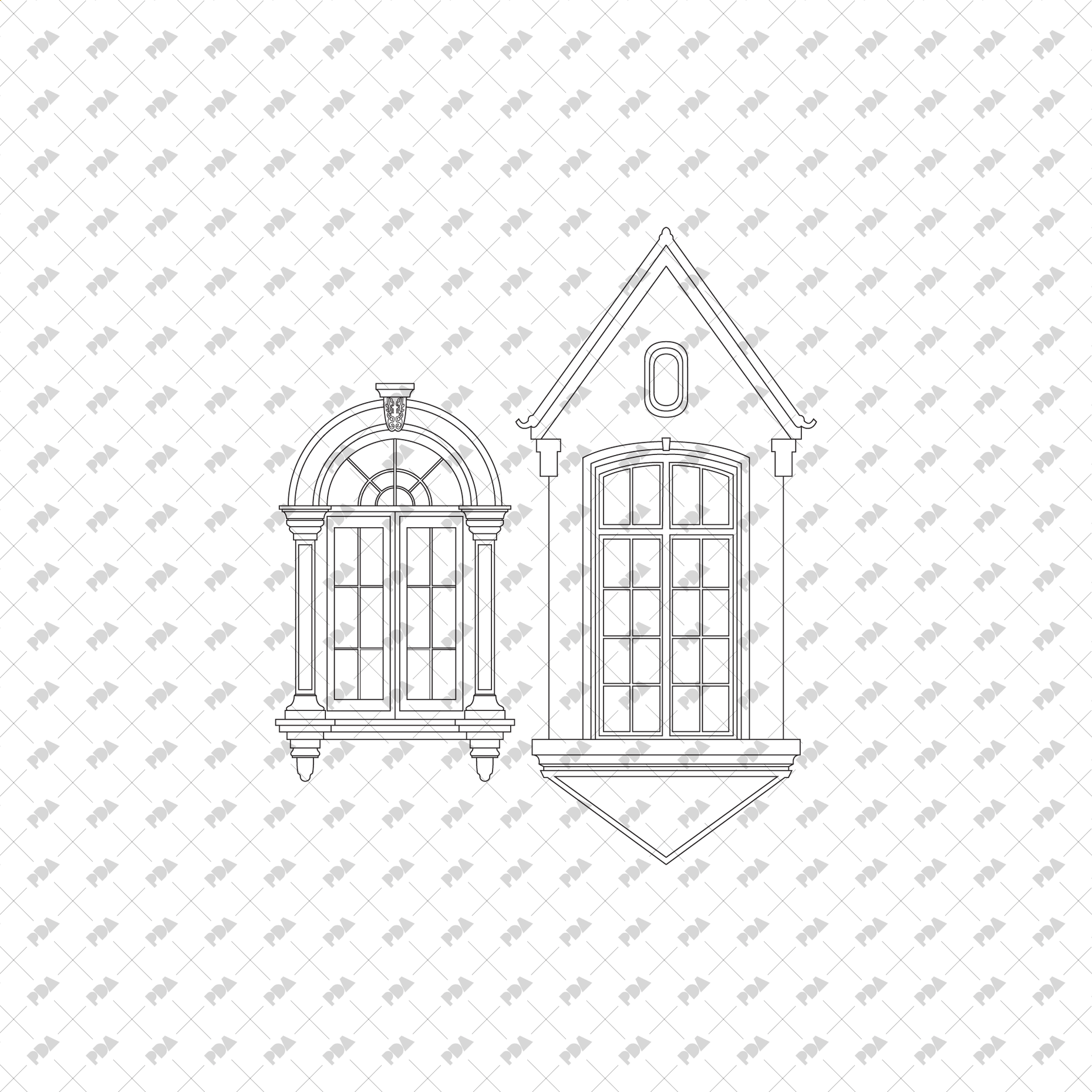 CAD Vector Windows Set for Architectural Drawings