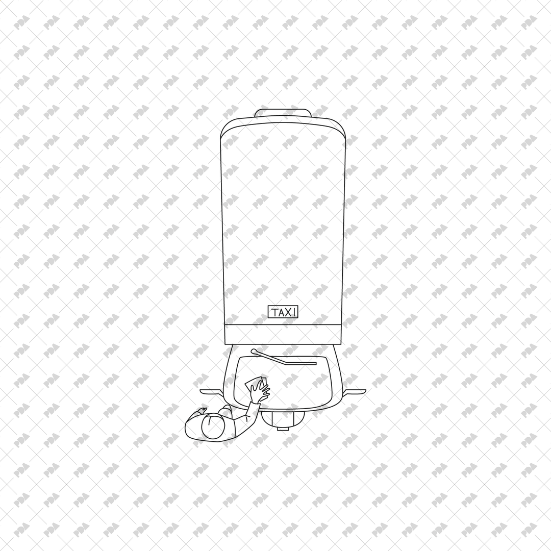CAD, Vector Taxi, TukTuk, Rickshaw Drivers in Top View