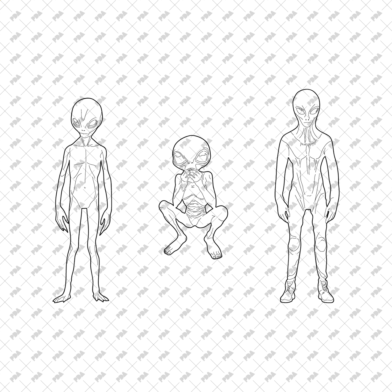 CAD & Vector Aliens: Line-Art Illustrations