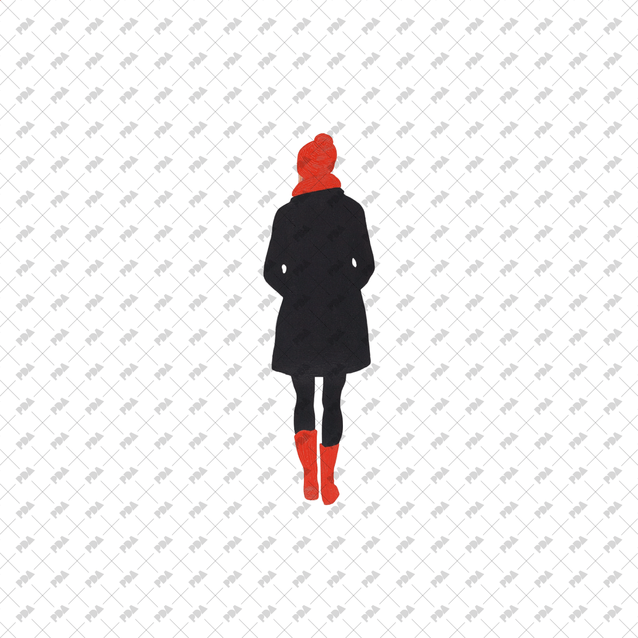 PNG Cutout Winter Characters in Back View