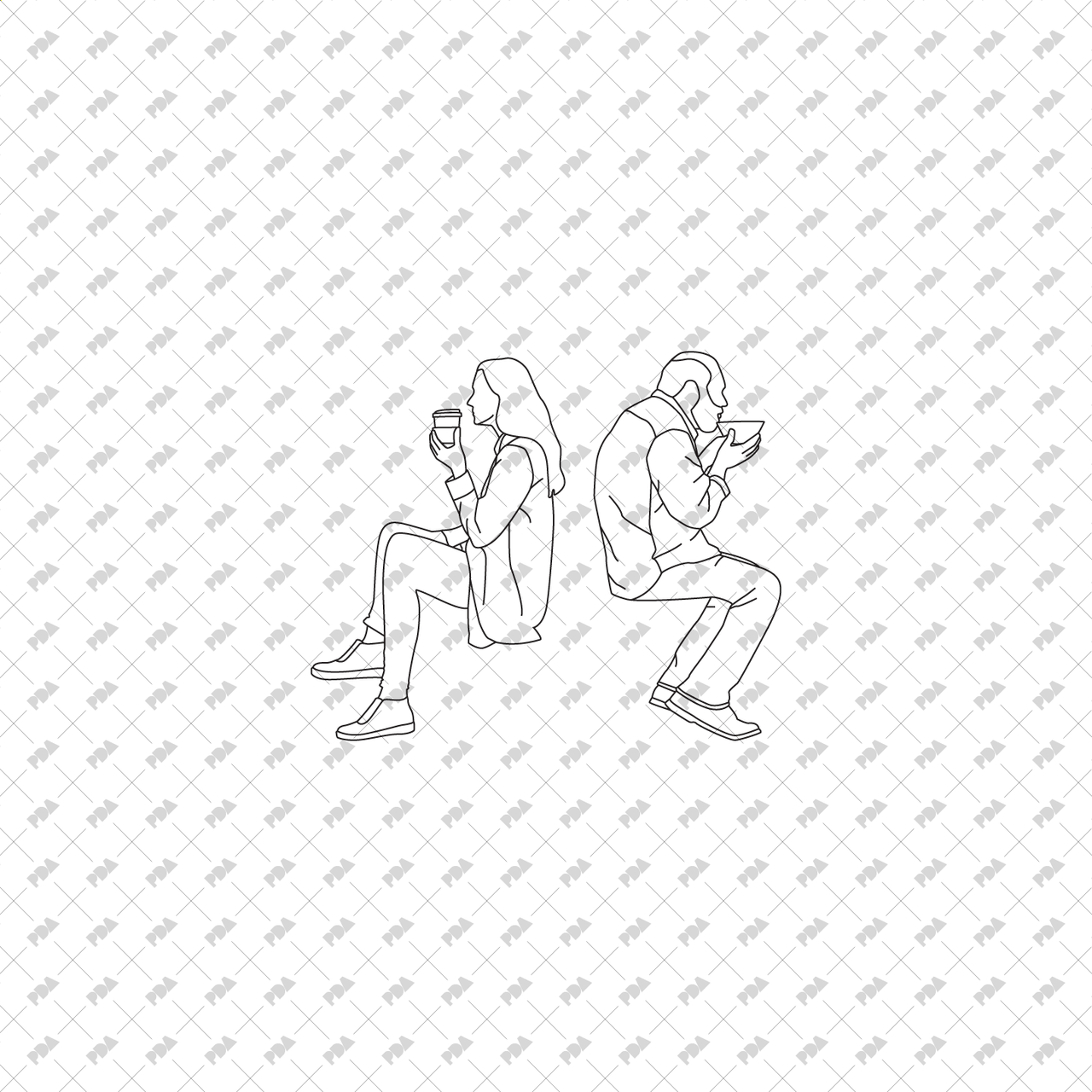 CAD, Vector Sitting Characters in Side View | Post Digital Architecture