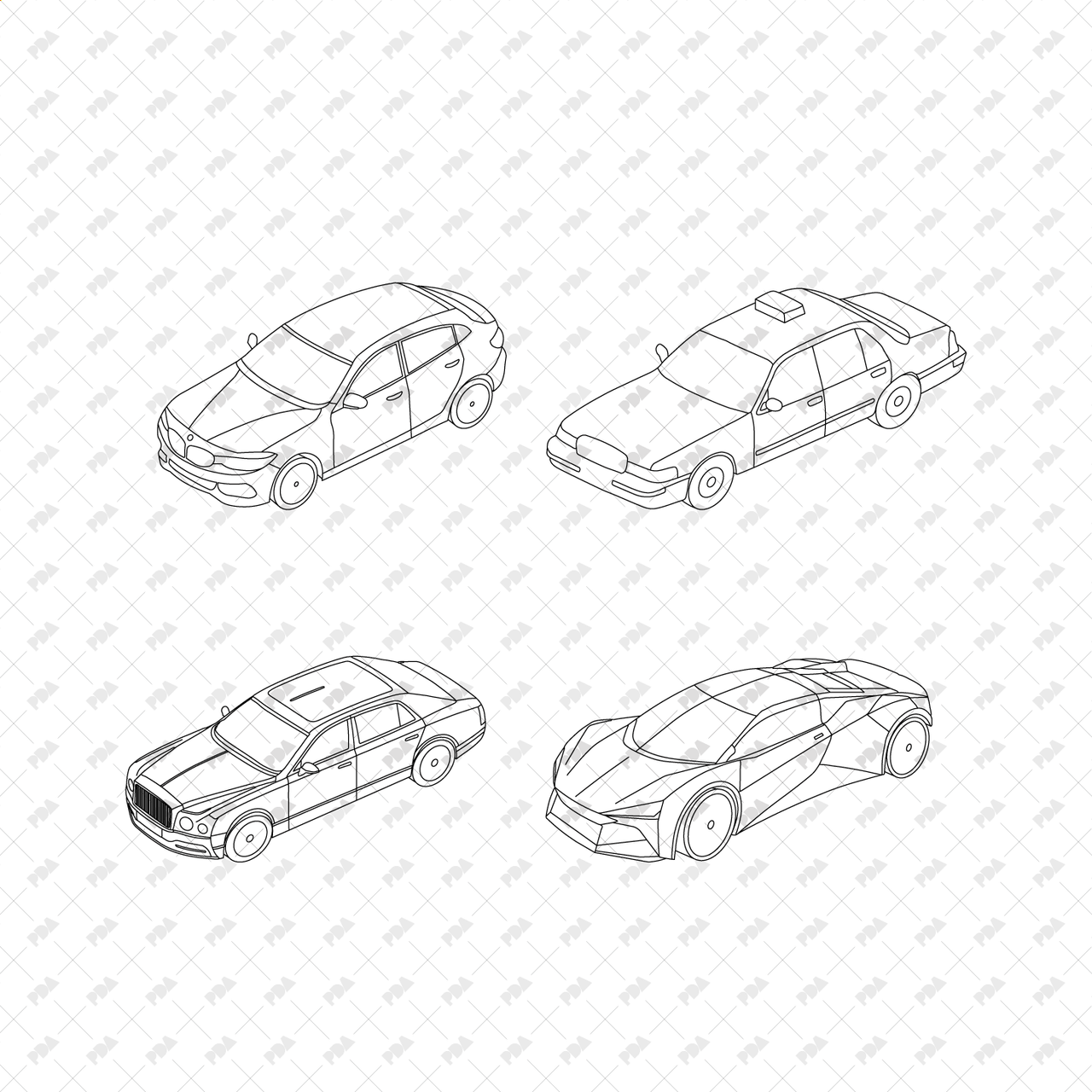 CAD, Vector, PNG Axonometric Vehicles
