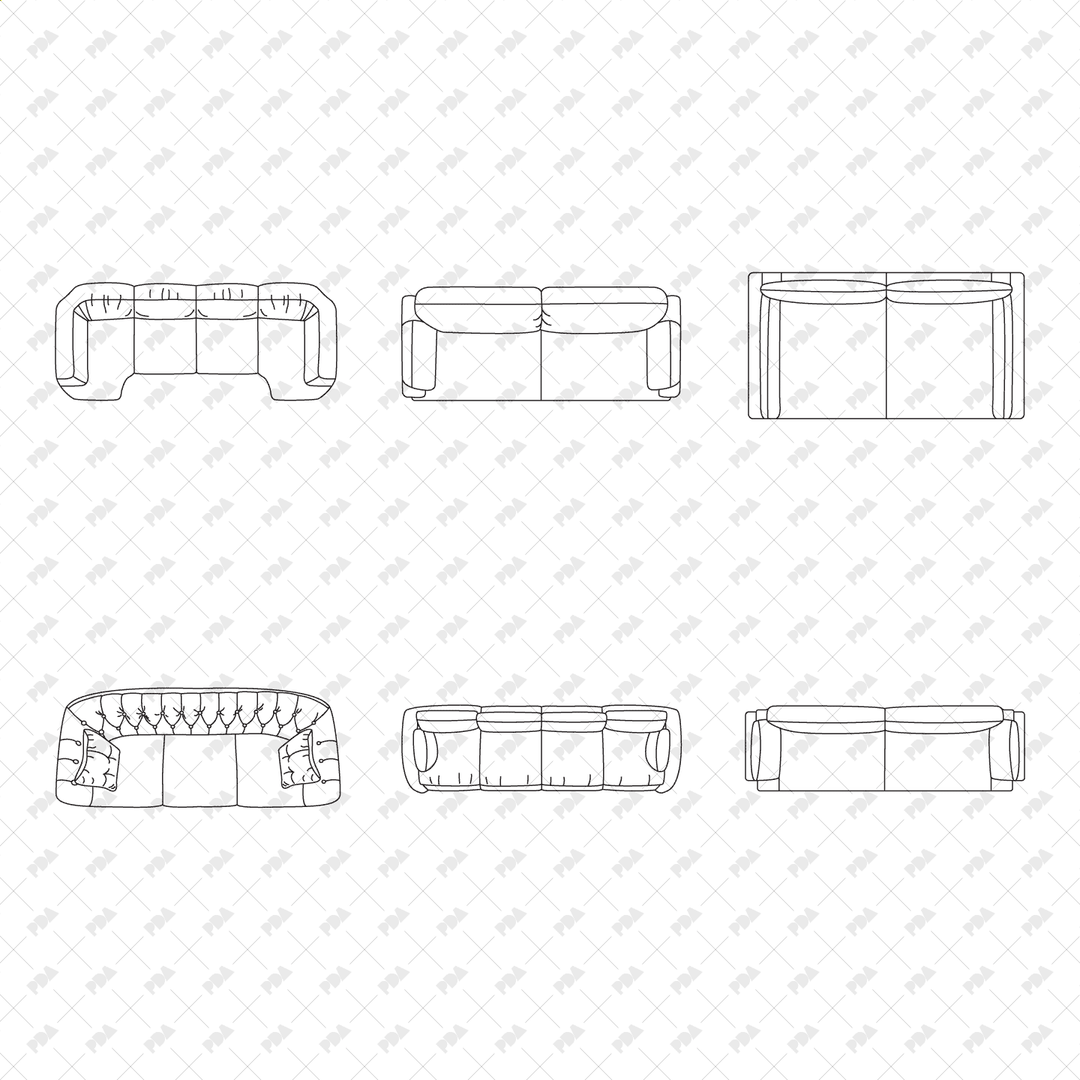 CAD, Vector, PNG Sofas in Top View