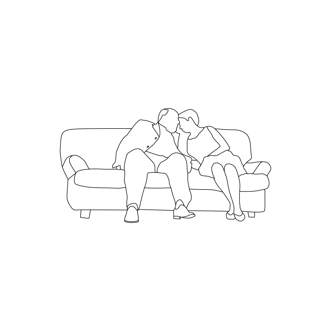 Vector Characters sitting on Sofa Set