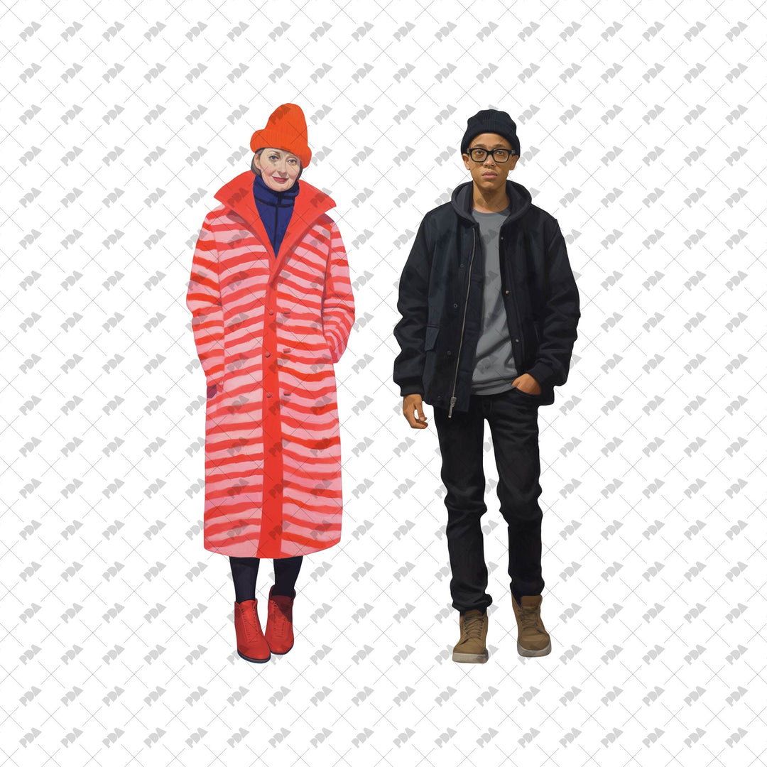 PNG Post Digital Collage Winter People Set