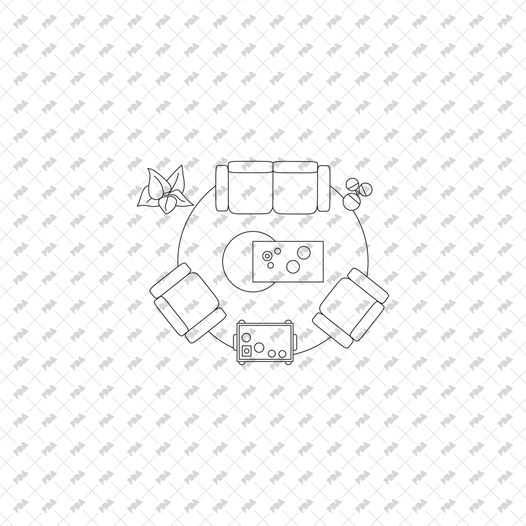 Salas de estar en vista superior (CAD, vector, PNG)