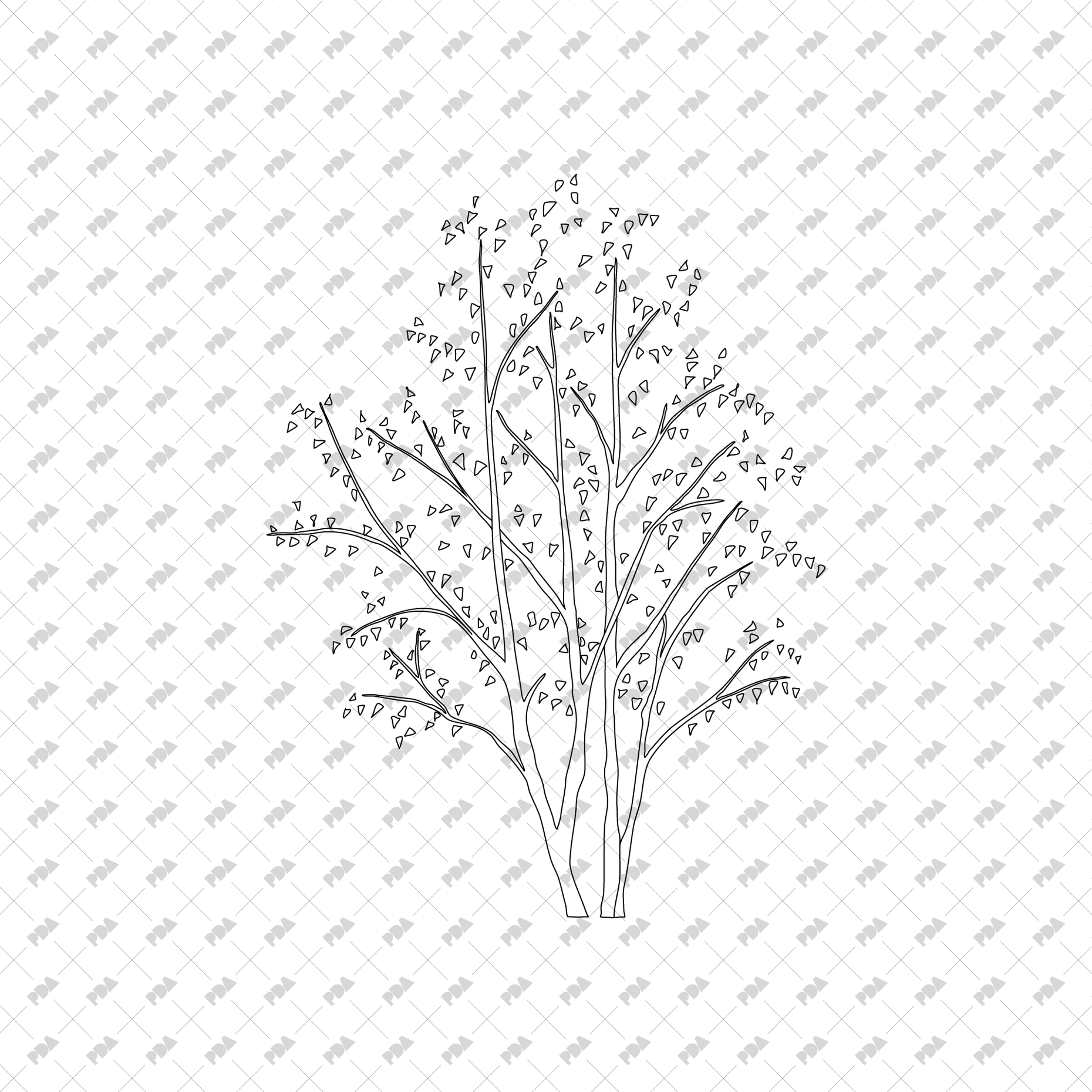 CAD, Vector Trees and Plants in Top and Side View Set