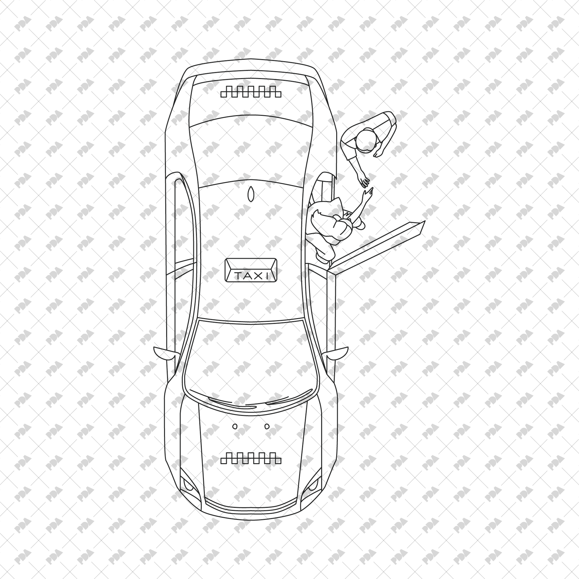 CAD, Vector Taxi, TukTuk, Rickshaw Drivers in Top View