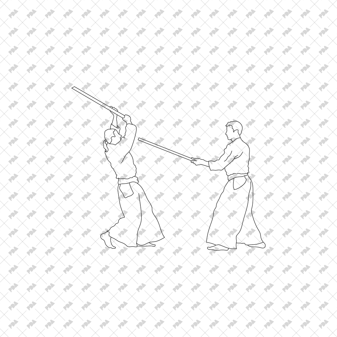 CAD, Vector Martial Arts Set - Line Drawings