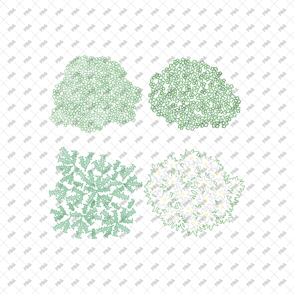 CAD & Vector Bushes and Shrubs: Top-View Illustrations