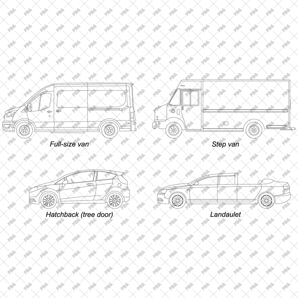 CAD, Vector Vehicles in Side View