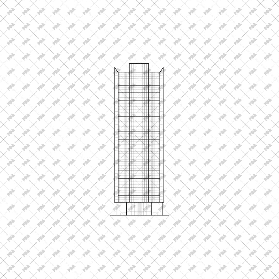 CAD & Vector Skyscrapers: Front & Side View Illustrations