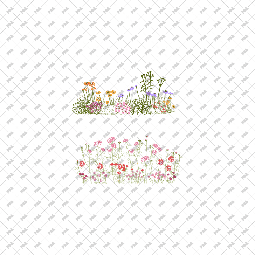 CAD, Vector Flower Beds in Color and B/W