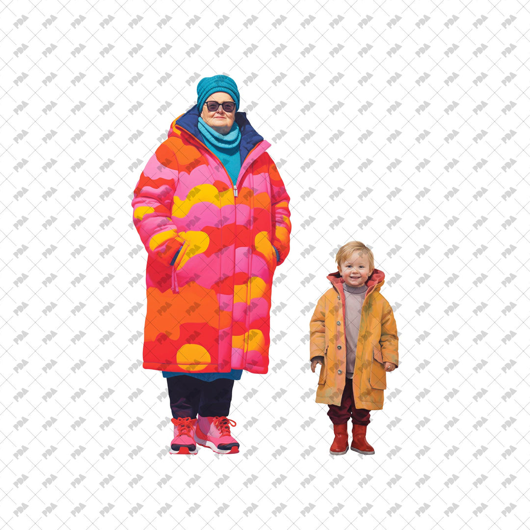 PNG Post Digital Collage Winter People Set
