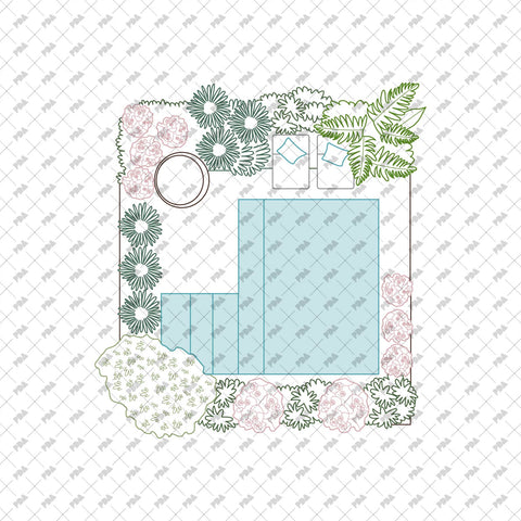CAD, Vector, PNG Swimming Pools in Top View in Color and B/W